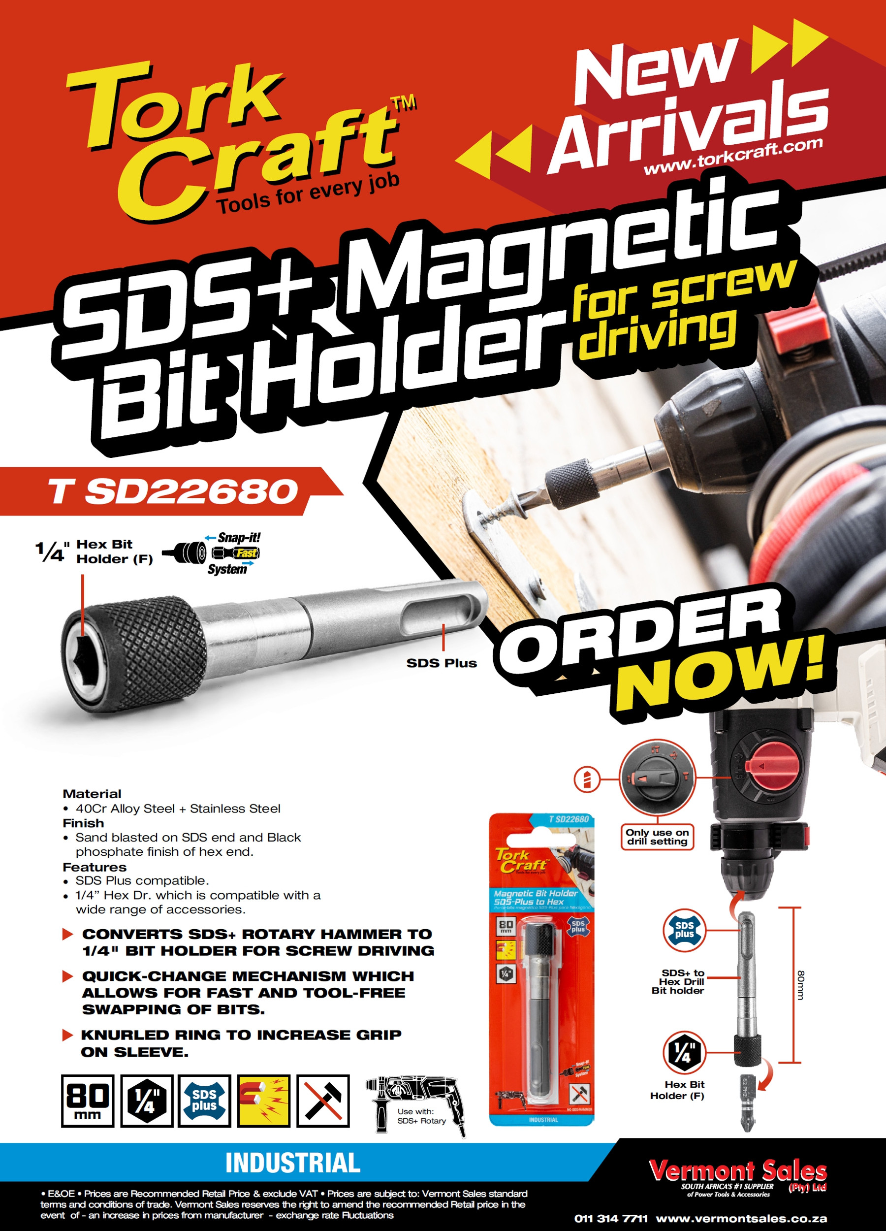 Tork Craft SDS Plus Magnetic Bit Holder