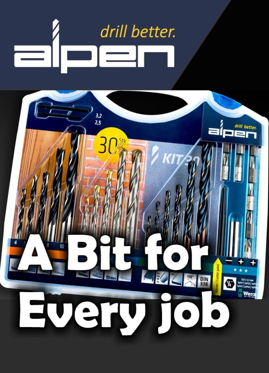 ALPEN'S 30-PIECE BIT SET DRILLS IT ALL!