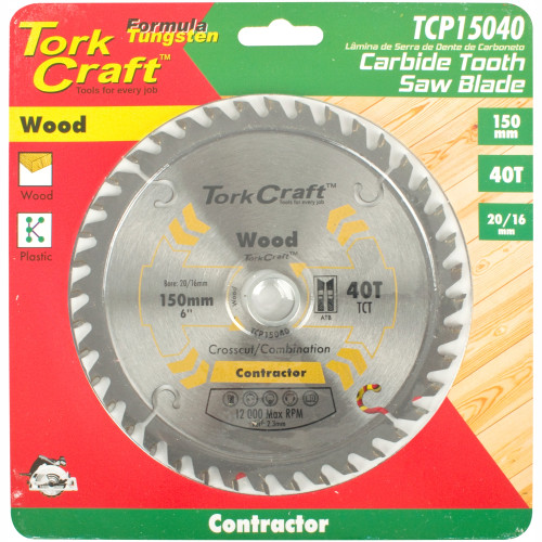BLADE CONTRACTOR 150 X 40T 20/16 CIRCULAR SAW TCT
